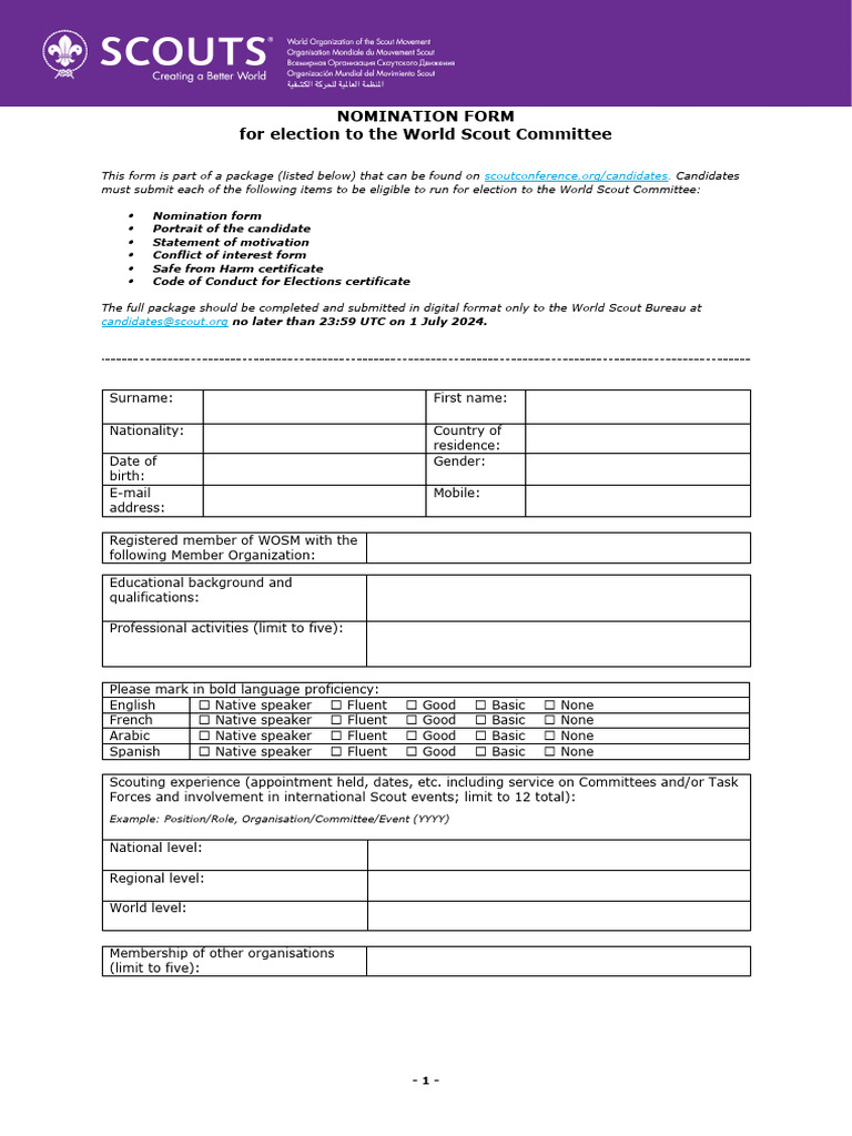 Candidates Nomination Form - Enfwe | PDF | Finance & Money Management | Law