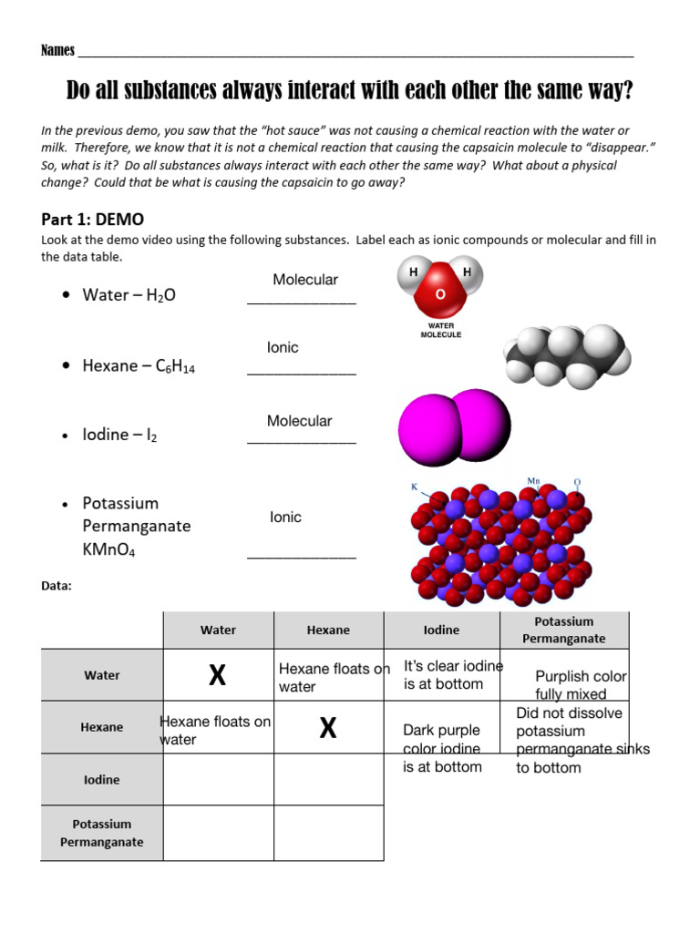 4b - Do All Substances Interact With Each Other The Same Way | PDF ...