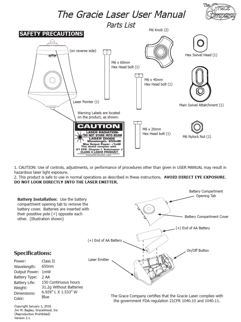 Gracie Laser Instructions 20-10-15 | Download Free PDF | Laser | Photonics