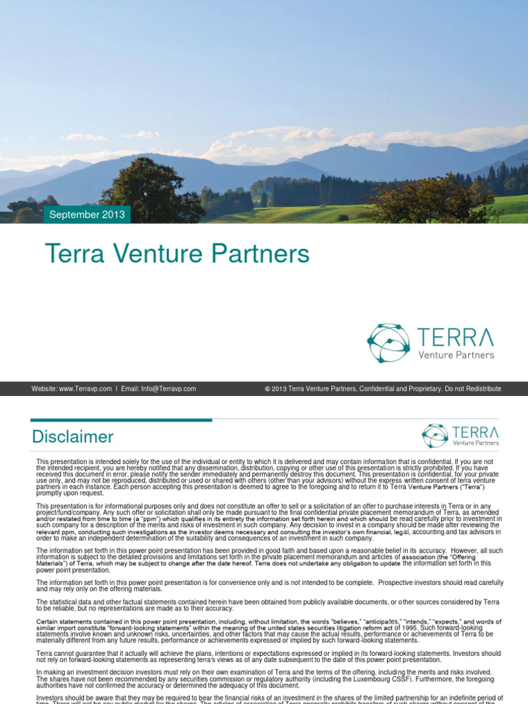 Terra Venture Partners: September 2013 | PDF | Clean Technology ...