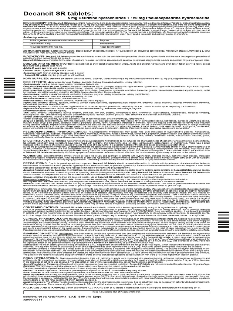 Decancit SR | Download Free PDF | Clinical Medicine | Medical Specialties