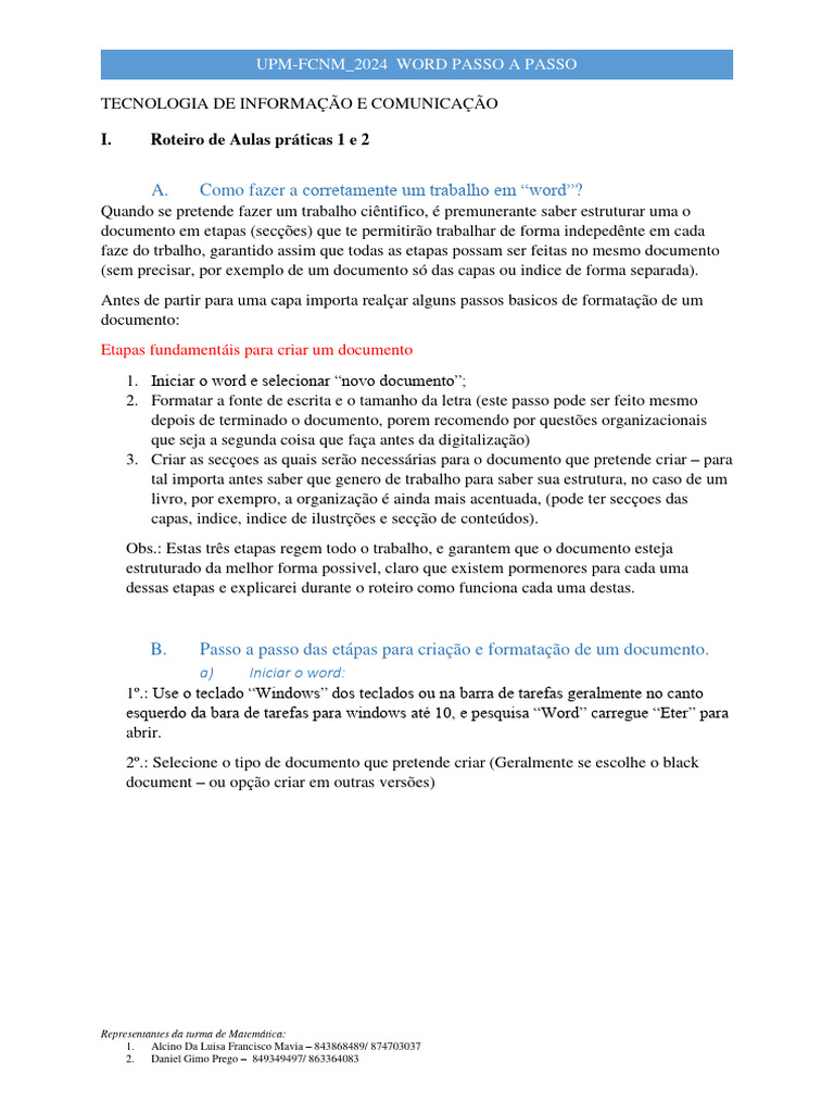 Roteiro de Aula 1 e 2 | Download grátis PDF | Conhecimento | Janela (informática)