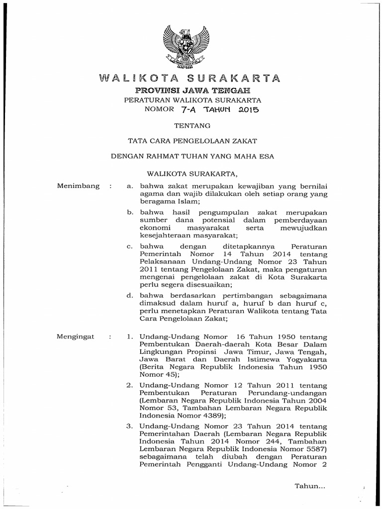 5858 Perwali No 7-A Tahun 2015 | PDF