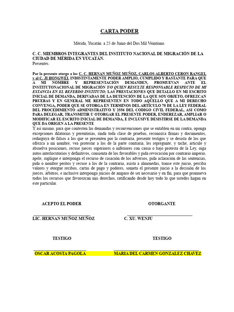 Carta Poder | PDF | Justicia | Crimen y violencia