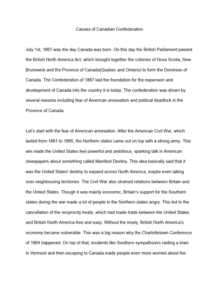 Causes of Confederation of 1867 | PDF | Government Of Canada | Government