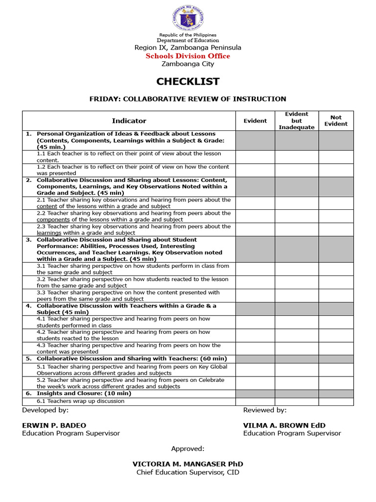 Checklist For Collaborative Expertise | PDF | Teachers | Pedagogy