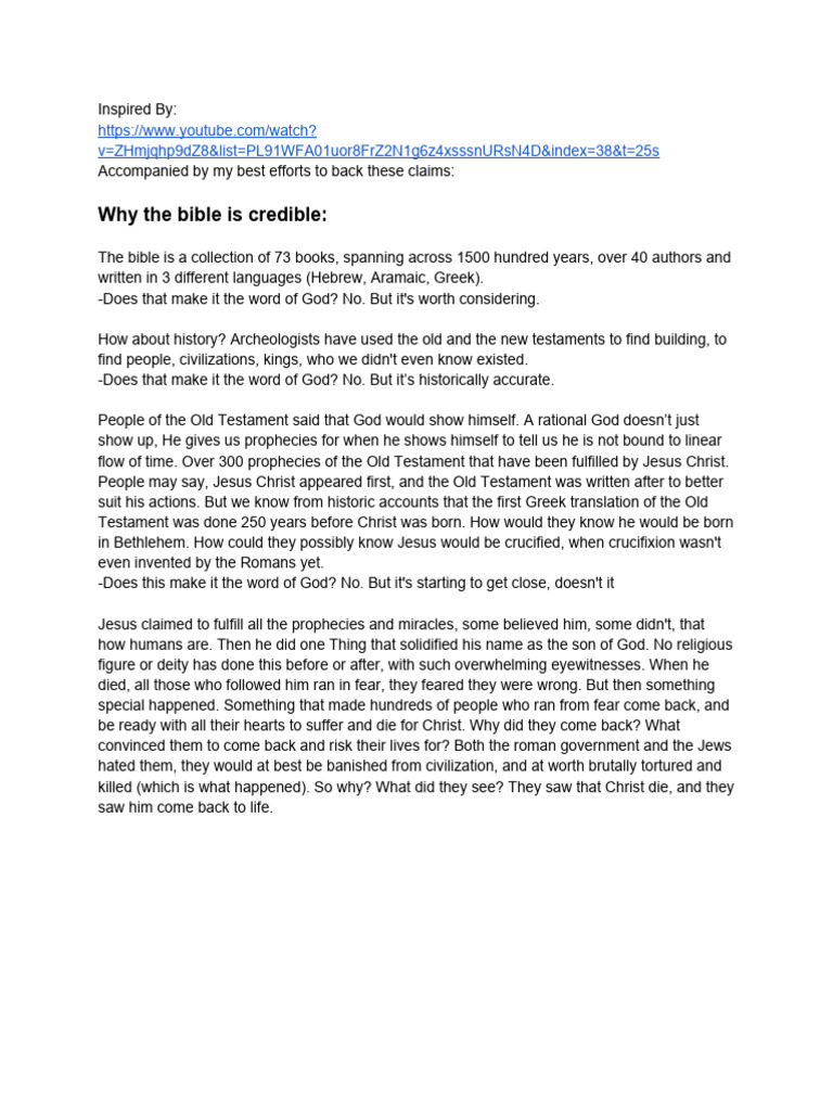 Bible's Credibility: Historical and Prophetic Evidence | PDF | Jesus ...