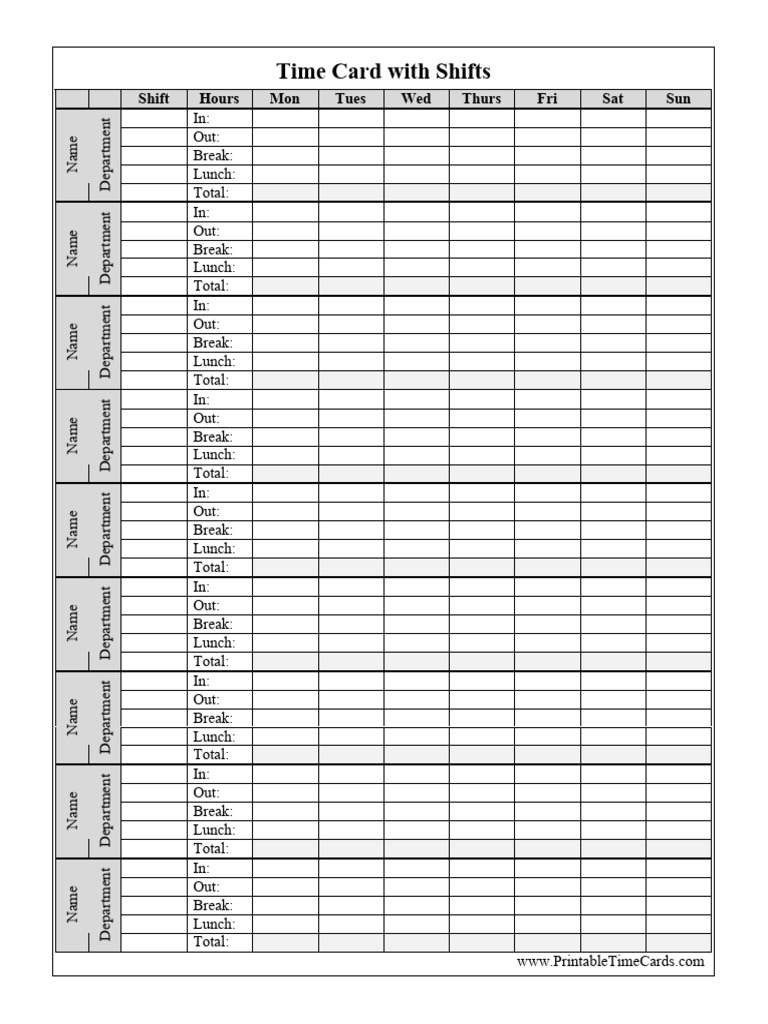 Multiple Employee Weekly Time Card | PDF