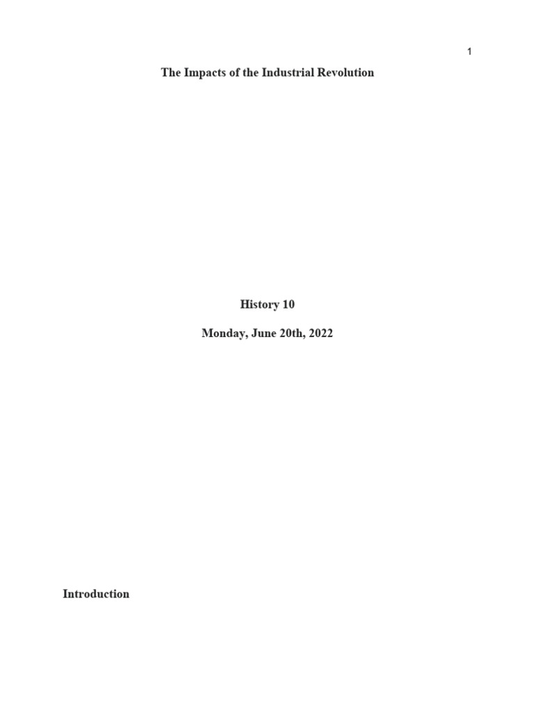 Impacts of Industrial Revolution | PDF