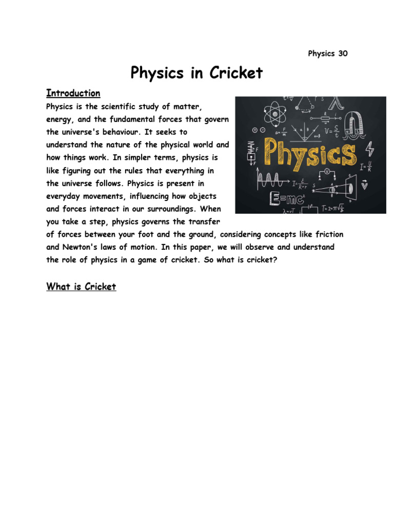 Physics of Cricket | PDF | Force | Rotation