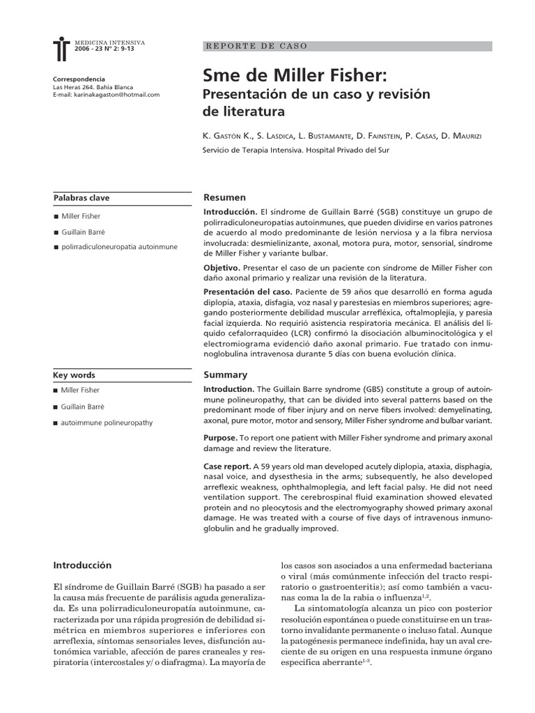 Síndrome de Miller Fisher: Guía Completa | PDF | Medicina CLINICA ...