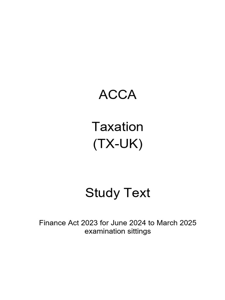 Look Inside Study Text Acca Taxation | PDF | Taxes | Tax Avoidance