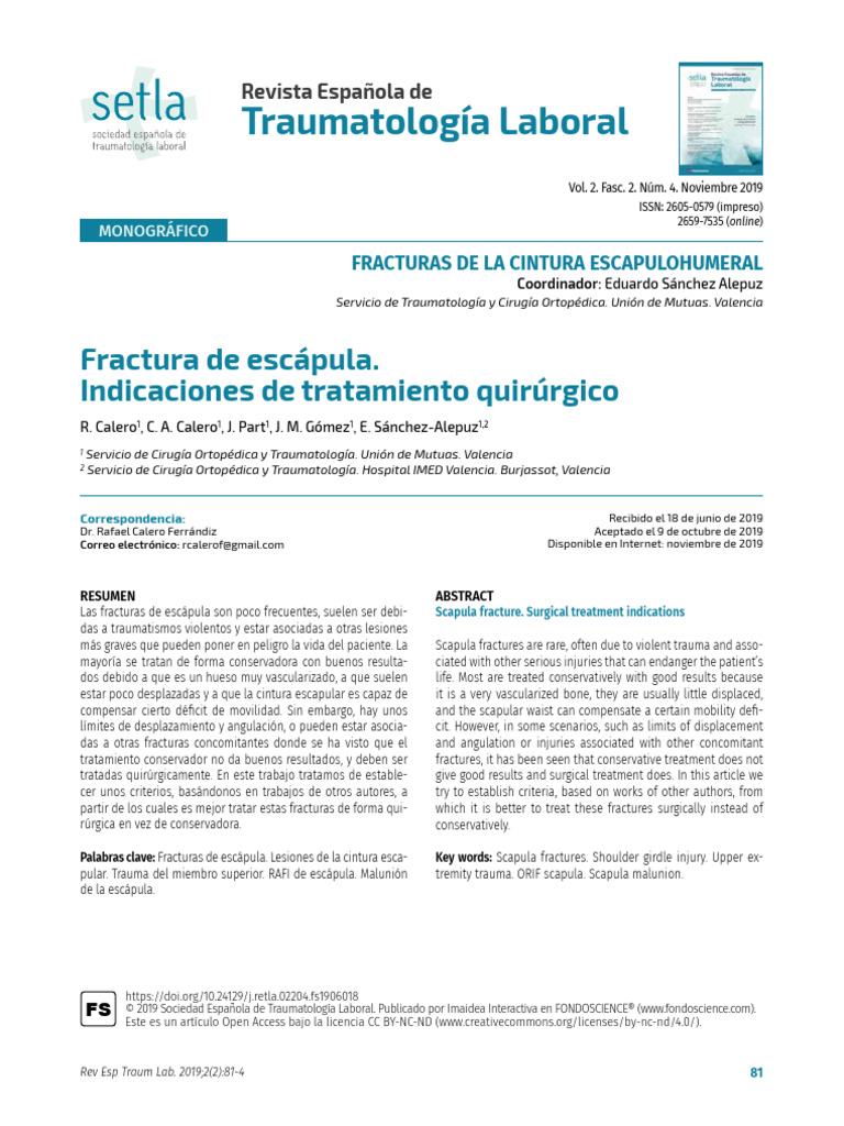 Retla.02204.fs1906018 Fractura Escapula Indicaciones Tratamiento ...