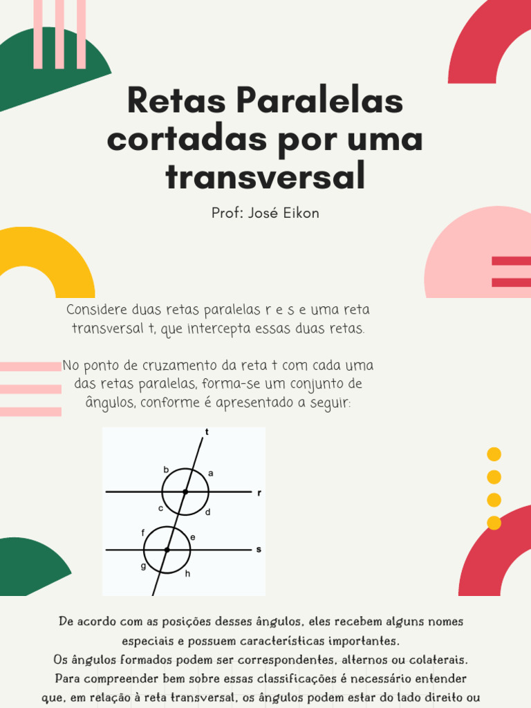 Retas Paralelas Cortadas Por Uma Transversal | PDF