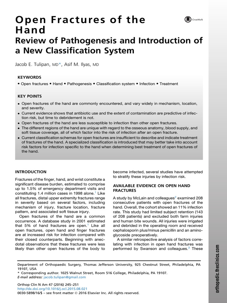 Tulipan2016 Open Hand Fractures | PDF | Hand | Wound