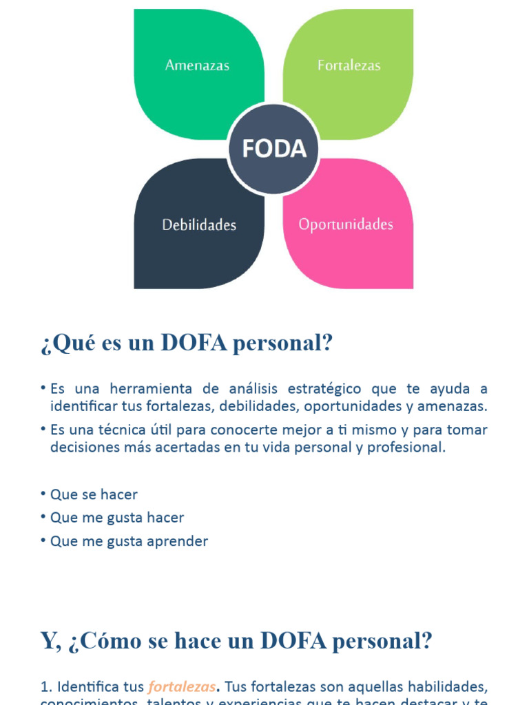 Guía Completa para un DOFA Personal | PDF | Análisis FODA | Economias
