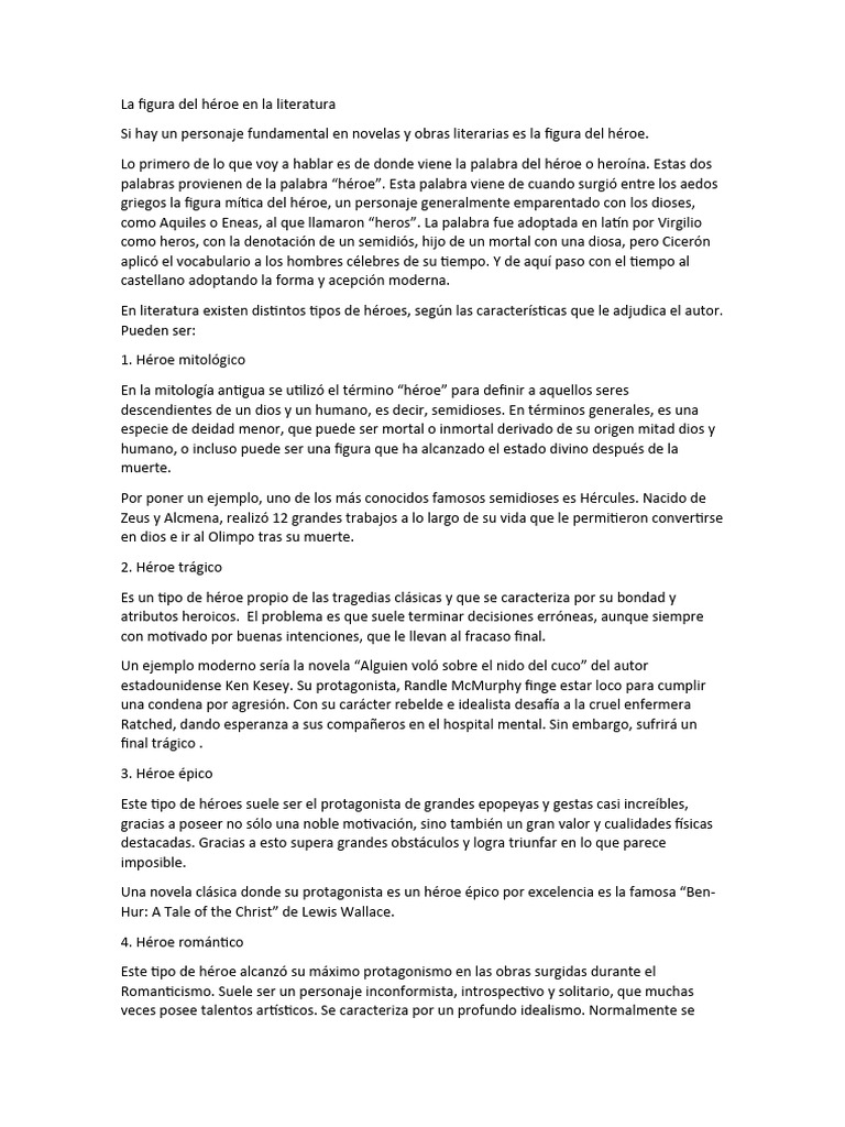 Evolución del Héroe en la Literatura | PDF | Héroe