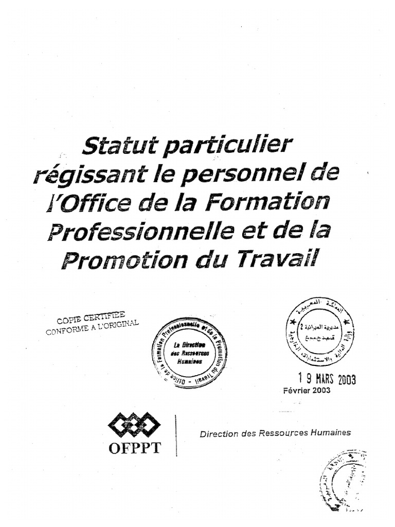 Statut ofppt_2003 | PDF