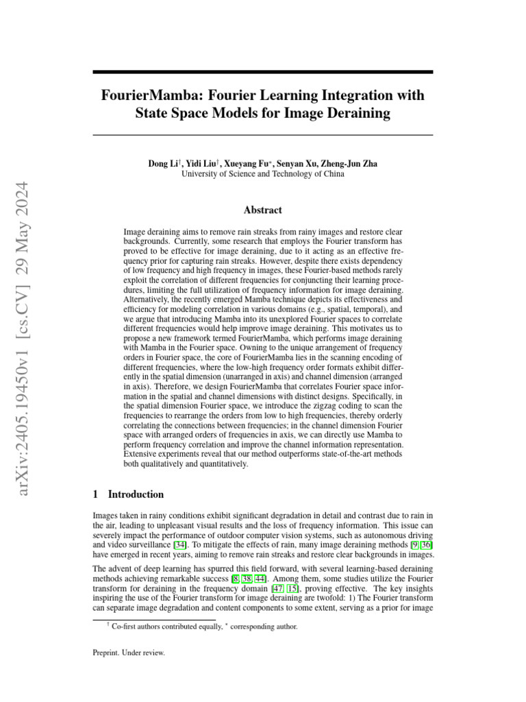 Fouriermamba: Fourier Learning Integration With State Space Models For ...