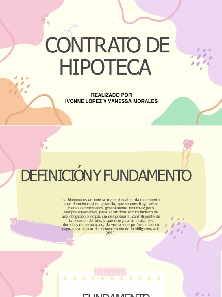 Contratrato Hipoteca | PDF | Ley de hipotecas | Pagos