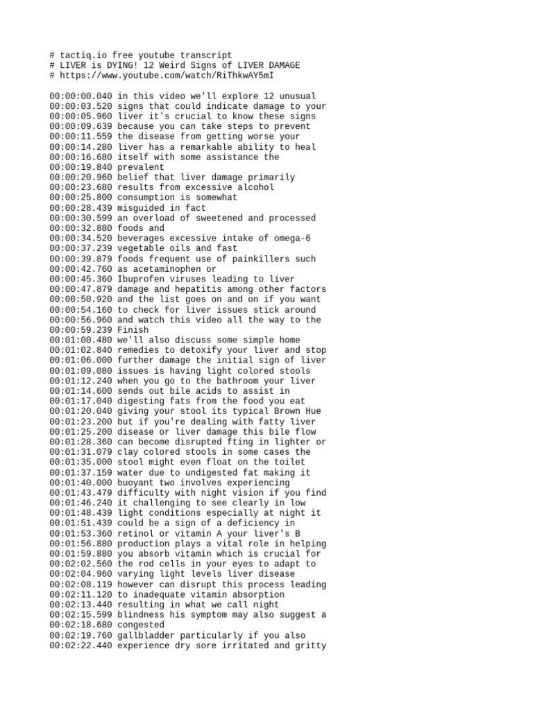 Tactiq Free Transcript RiThkwAY5mI | PDF | Liver | Edema