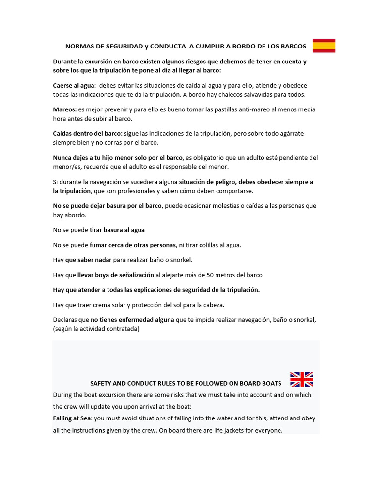 Normas de Seguridad a Bordo de Barcos | PDF | Salud y bienestar