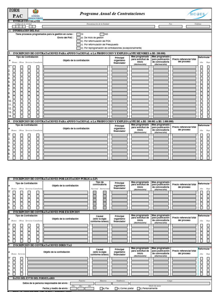 Modelo Form Pac 2016 | PDF