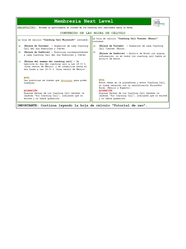 Membresía Next Level | PDF | Microsoft Excel | Software