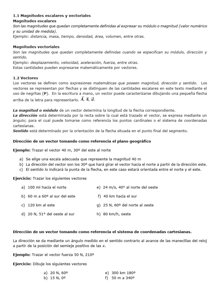 Magnitudes: Escalares y Vectoriales | PDF | Vector Euclidiano | Mecanica clasica