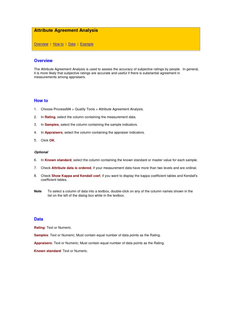 Attribute Agreement Analysis: How To Data Example | PDF | Confidence ...