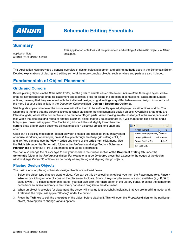 AP0109 Schematic Editing Essentials | PDF | Cursor (User Interface) | Keyboard Shortcut