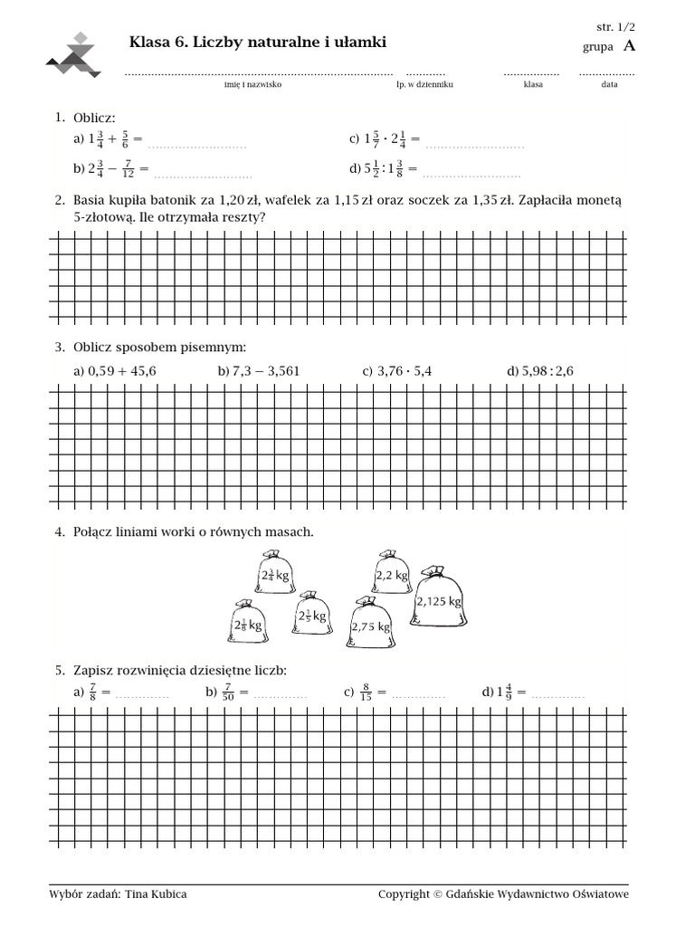 Klasa 6. Liczby Naturalne I Uå Amki | PDF