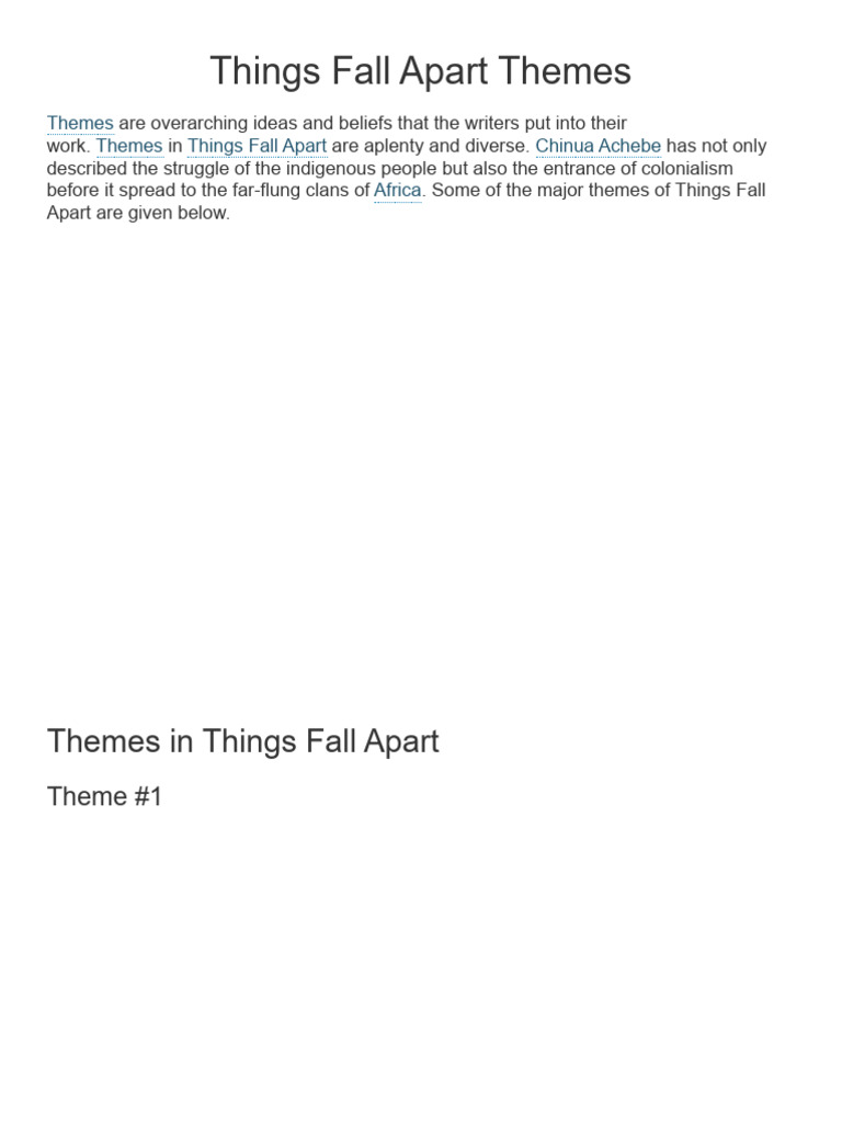 Themes in Things Fall Apart With Examples and Analysis - Literary ...