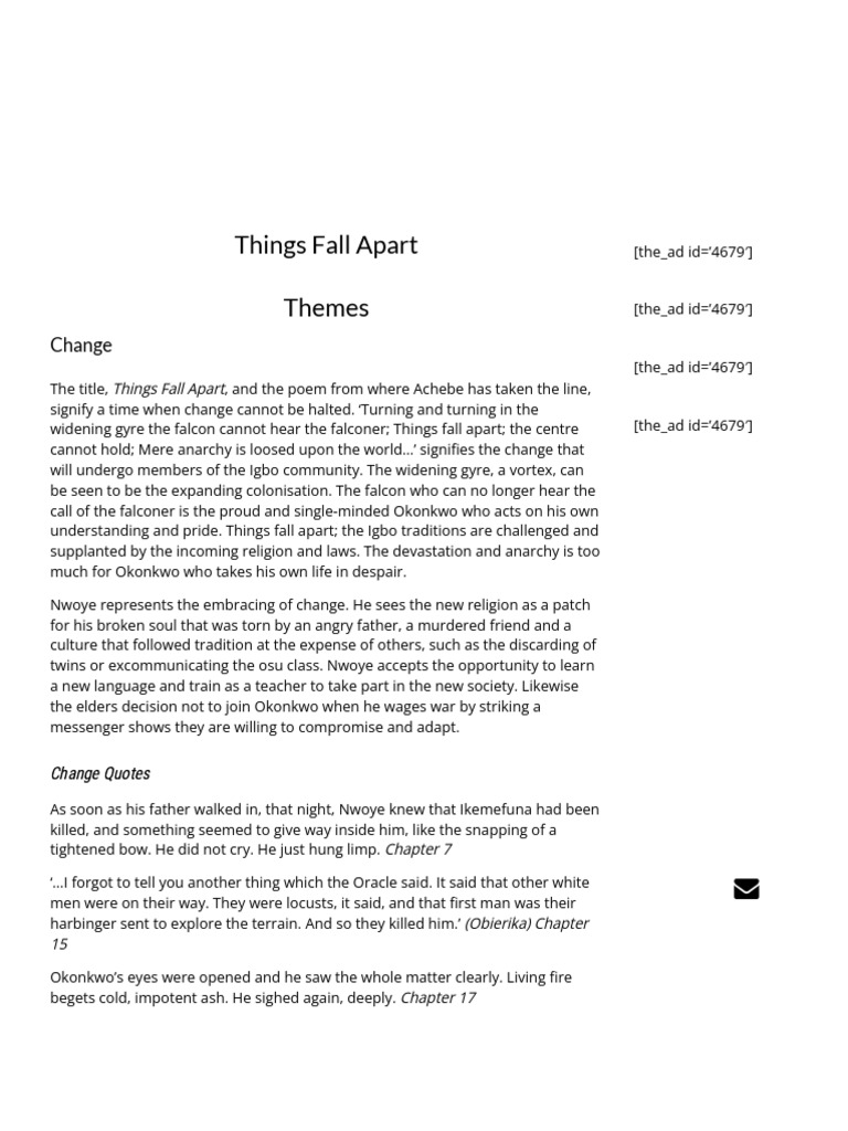 Themes in Things Fall Apart | PDF | Social Science | Religion ...