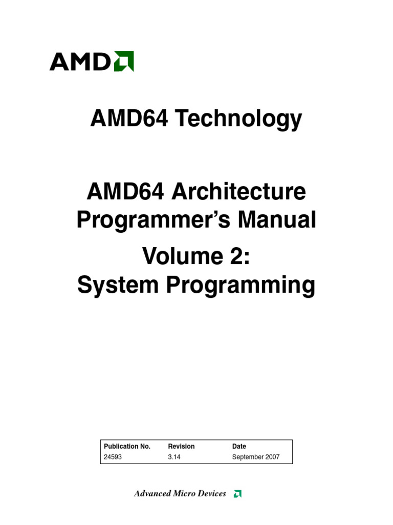 AMD64 Architecture Programmer's Manual Volume 2 System Programming | PDF | Operating System ...
