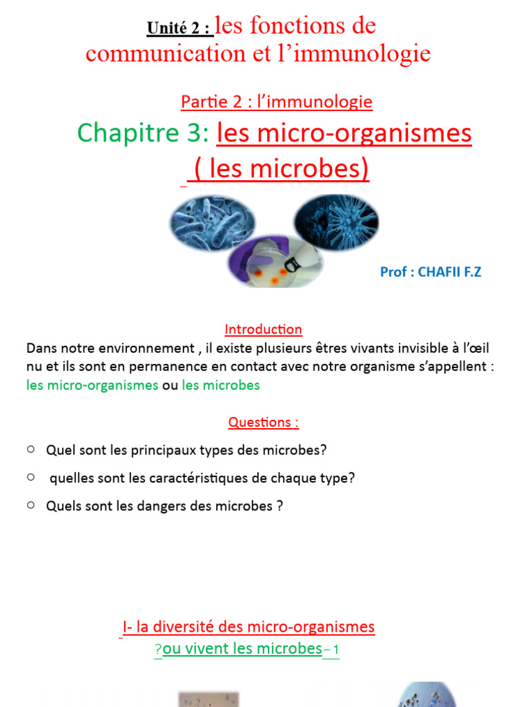 Les Microbes Cours SVT 3AC 5 | PDF | Micro-organisme | Bactérie