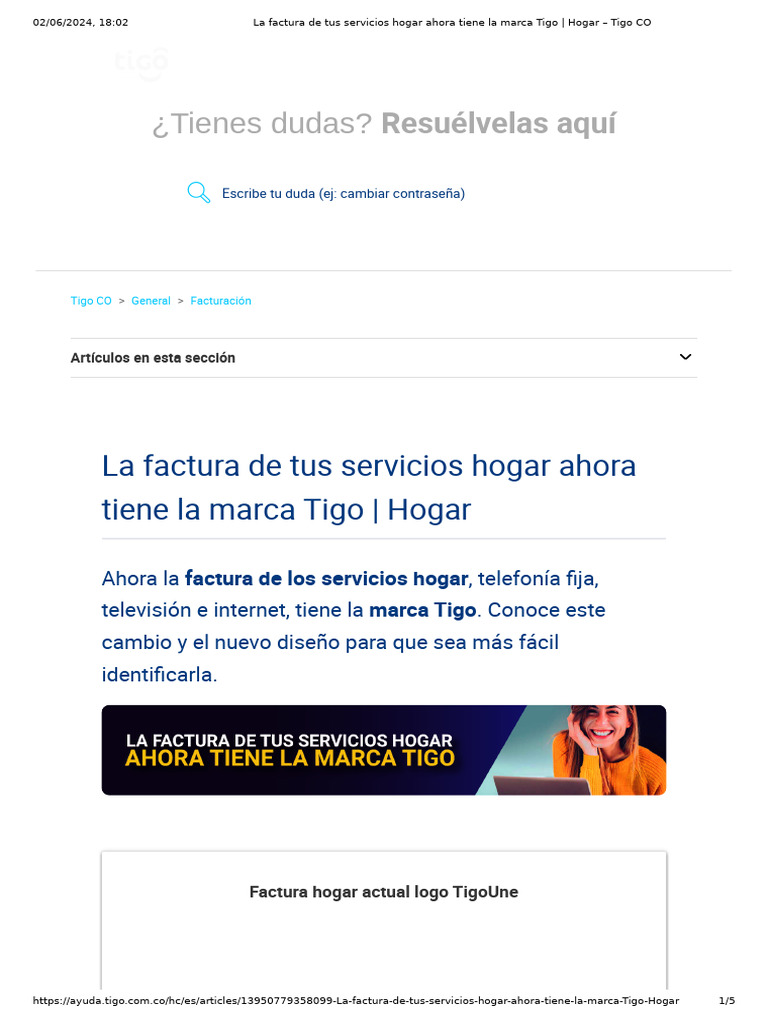 La factura de tus servicios hogar ahora tiene la marca Tigo _ Hogar – Tigo CO | PDF ...