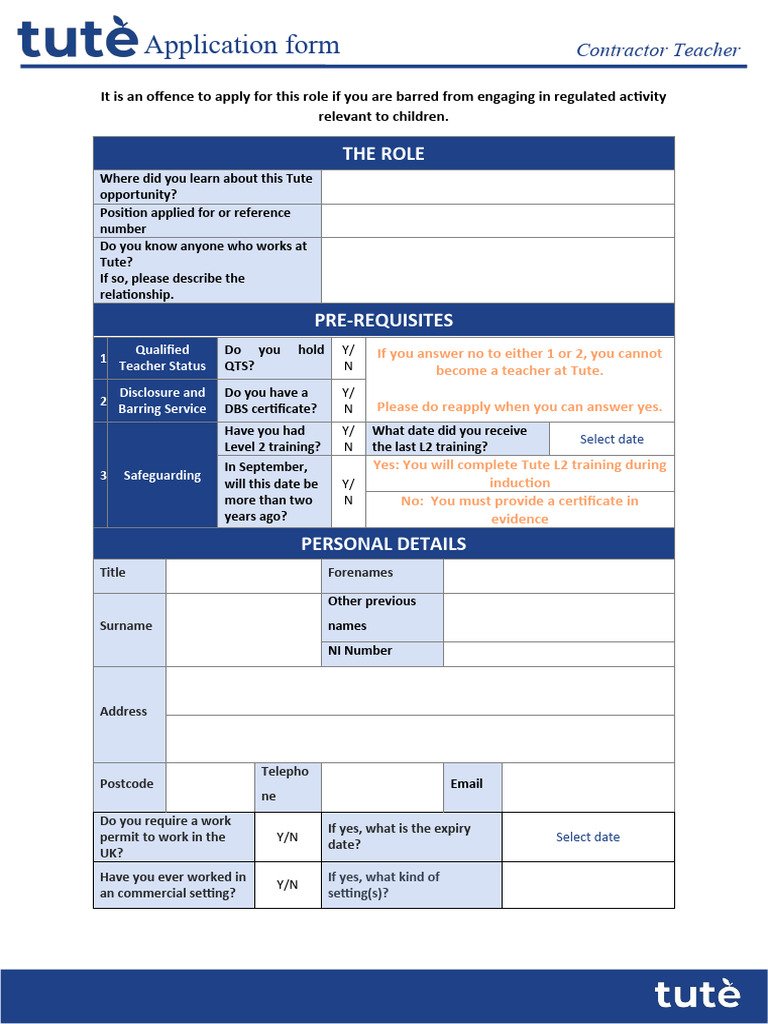 Tute Contractor Teacher App Form | PDF | Justice | Crime & Violence