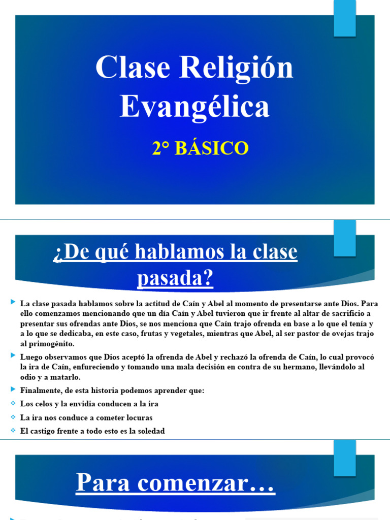 Clase 6 Actitudes de Caín y Abel (2° Básico) | PDF