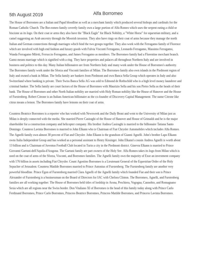 Black Nobility Vatican Cosanostra | PDF