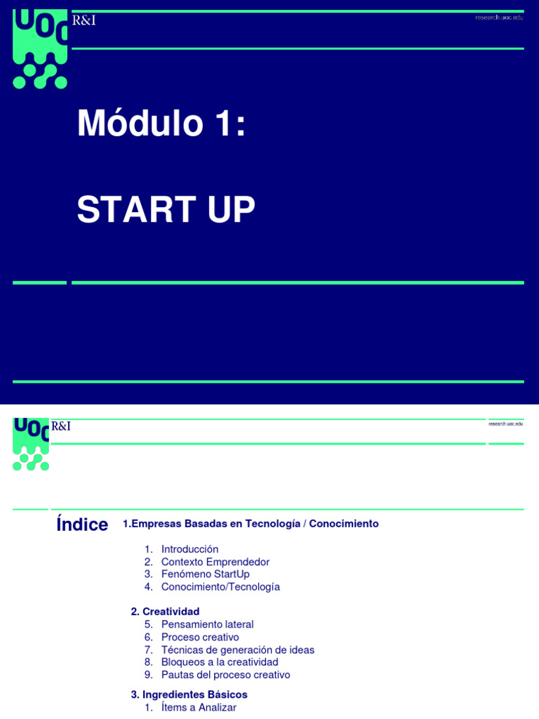 Módulo 1. Start Up | Descargar gratis PDF | Creatividad | Empresa de inicio