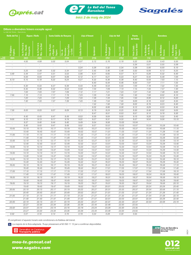 Horarios Sagalés | PDF
