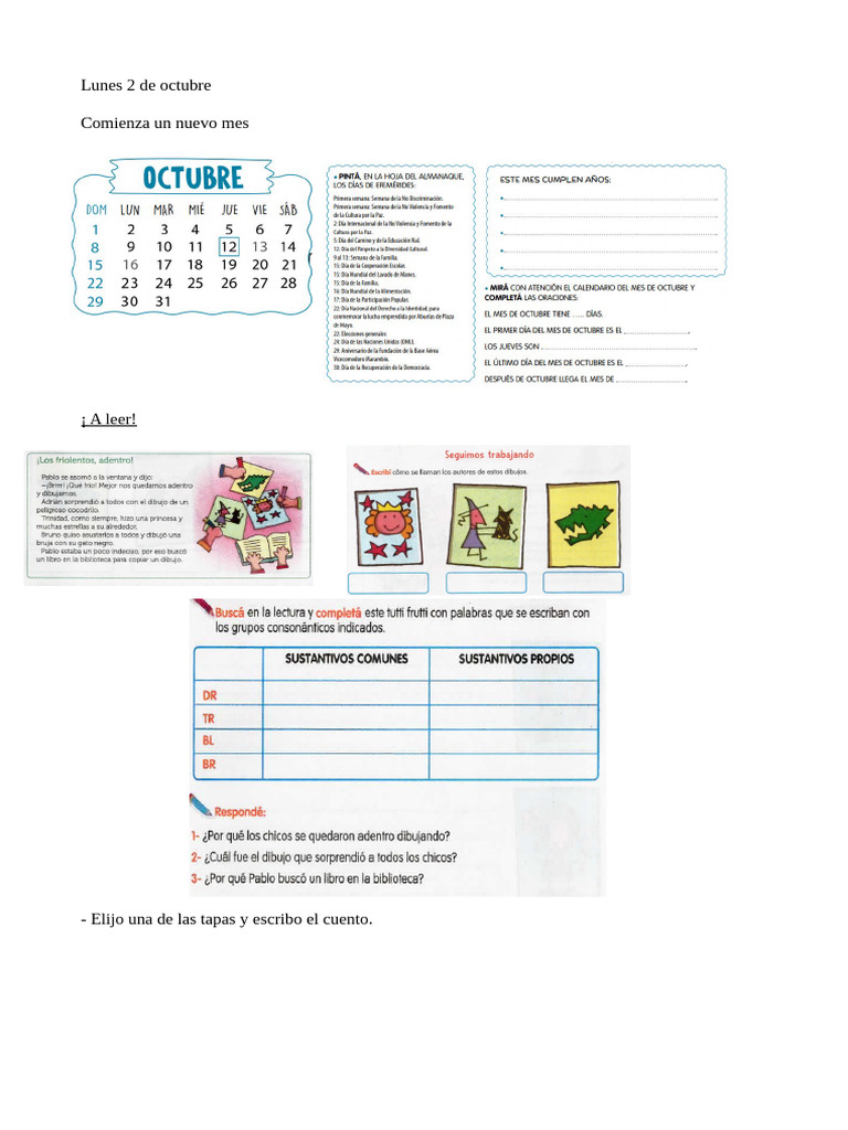 Actividades de Octubre | PDF
