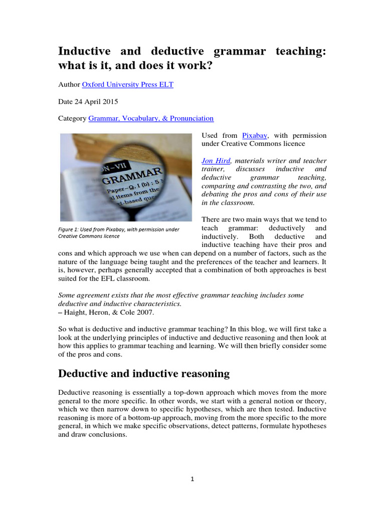 Inductive and deductive grammar teaching | Download Free PDF ...