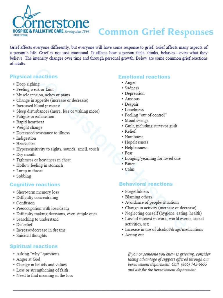 Common Grief Responses | PDF | Grief | Depression (Mood)