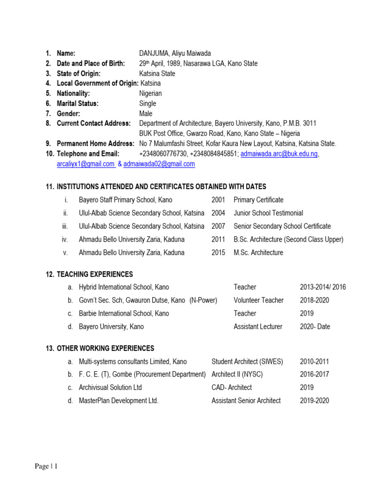 ADM - Cv2023 3 | PDF | Nigeria