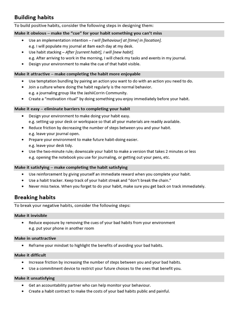 Habit Building and Breaking Guide | PDF | Habits | Behavior