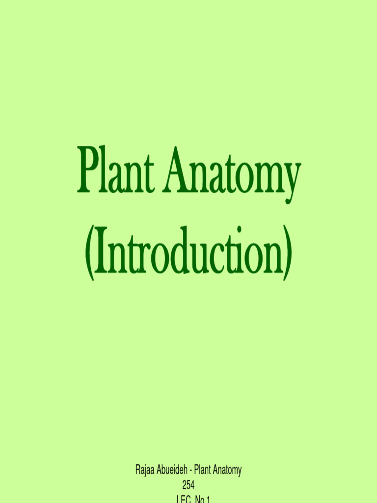 Plant Anatomy.ppt- introduction | Download Free PDF | Tissue (Biology ...