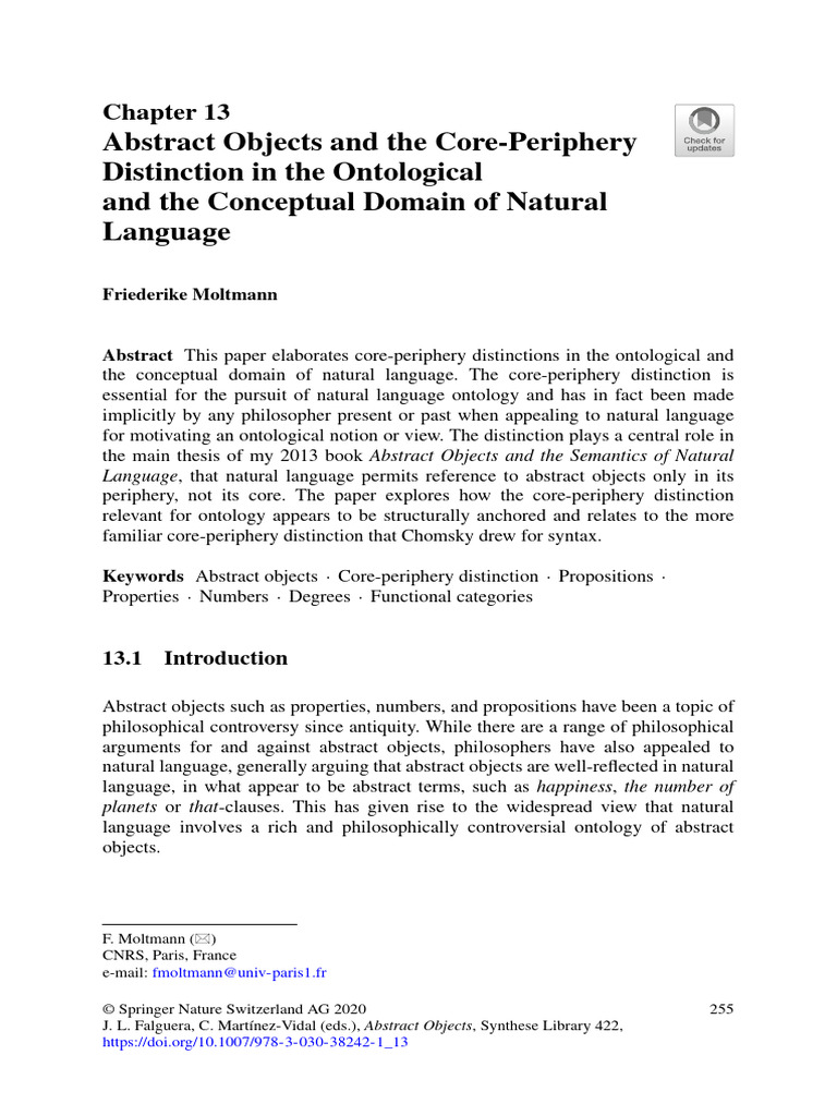 Abstract Objects and The Core Periphery | PDF | Ontology | Semantics