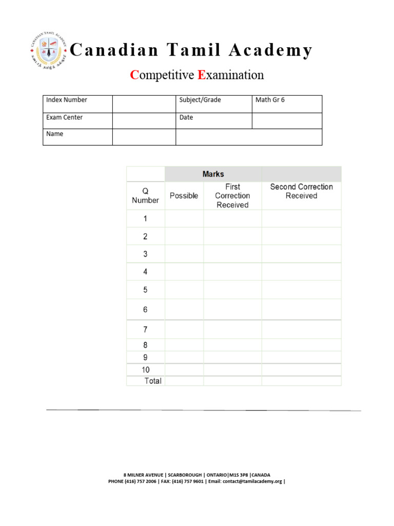 Grade 6 Modelpaper | PDF | Volume | Area